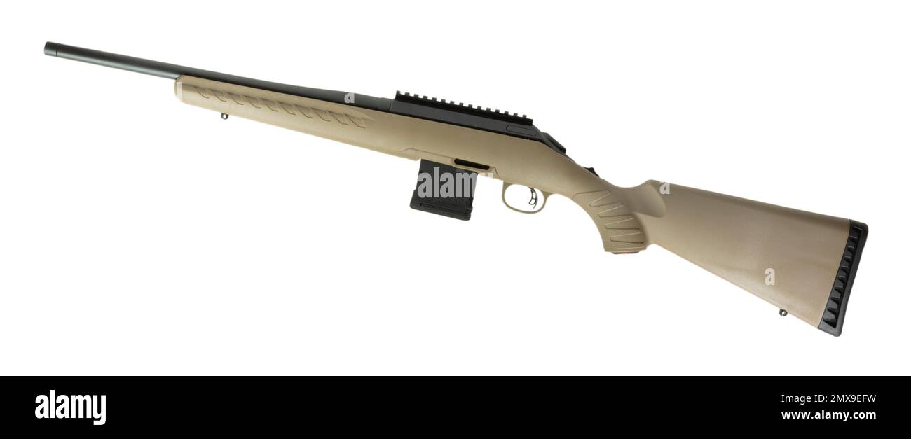 Beige bolt action rifle that is isolated on a white background Stock ...