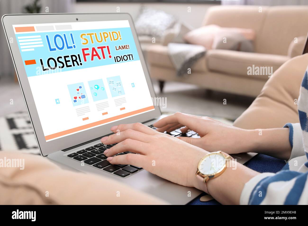 Cyber bullying depressed woman hi-res stock photography and images - Alamy