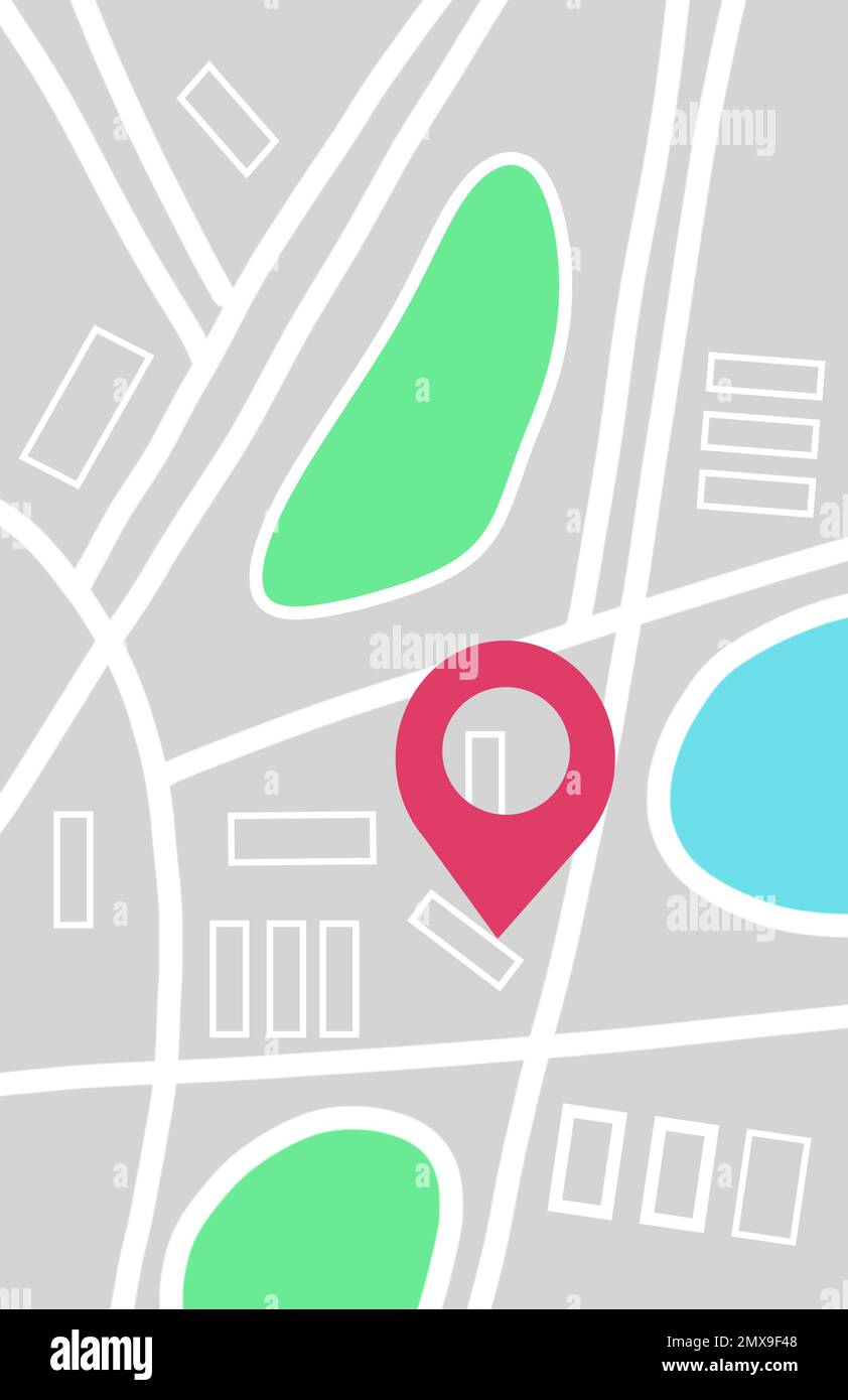 Illustration of city map with mark. Search locations Stock Photo - Alamy