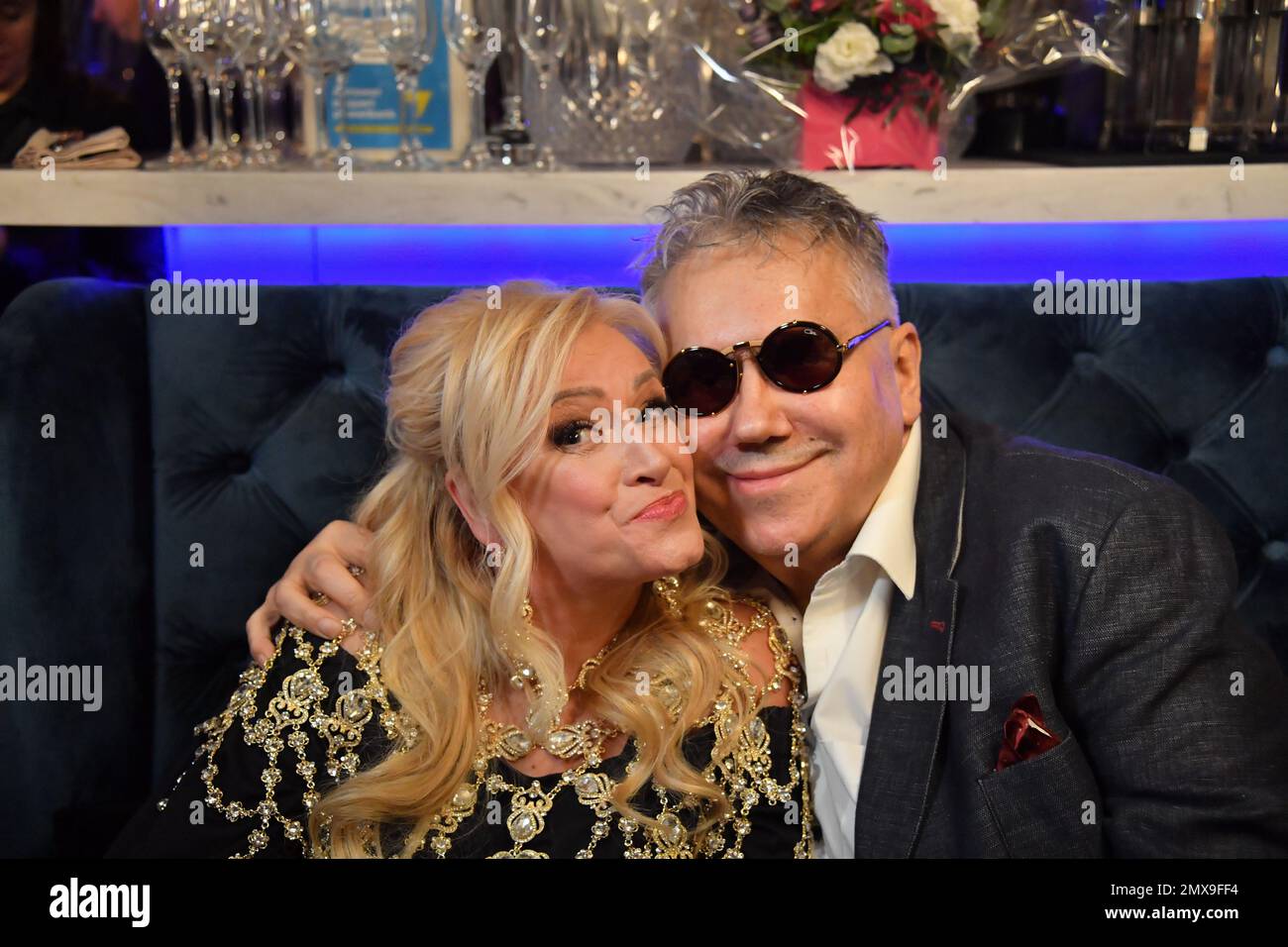 Moscow. The singer Natalia Gulkina and the actor Stanislav Sadalsky at ...