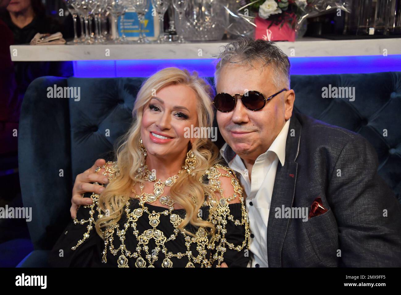 Moscow. The singer Natalia Gulkina and the actor Stanislav Sadalsky at ...