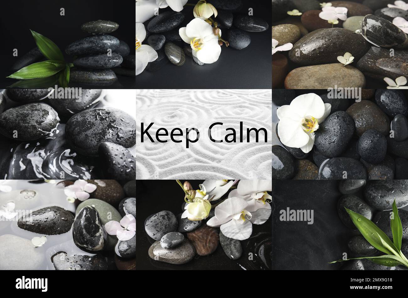 Collage with beautiful photos of stones. Zen and harmony Stock Photo ...