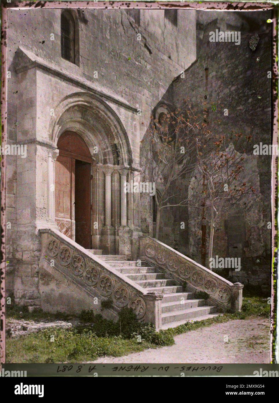 Les Baux-de-Provence, France the porch of the Saint-Vincent church ...