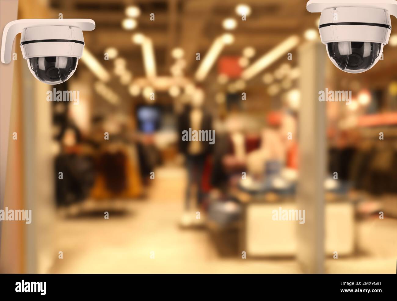 Modern CCTV security camera in shopping mall. Guard equipment Stock ...