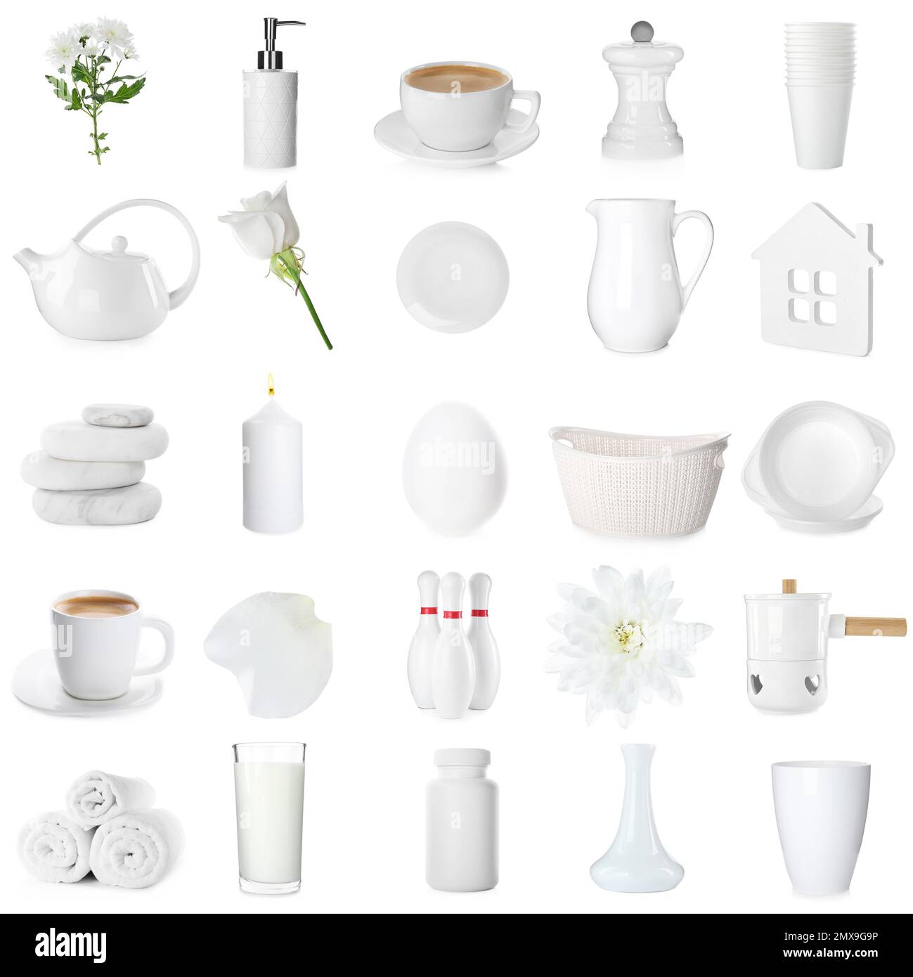Collage of different objects on white background Stock Photo - Alamy
