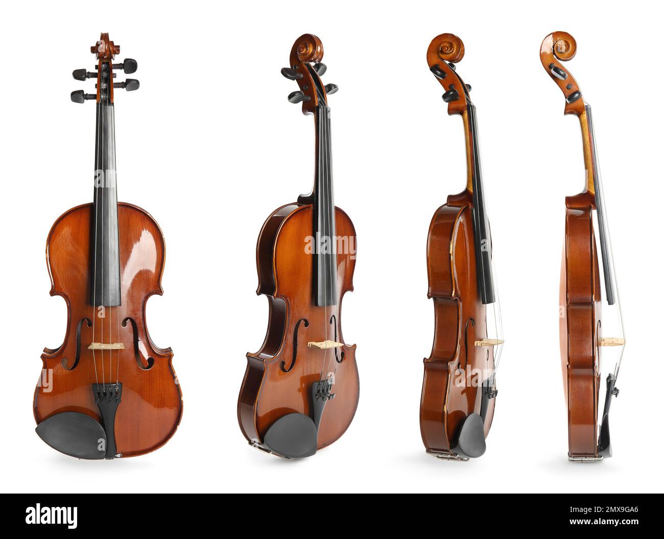 Set of classic violins on white background Stock Photo - Alamy