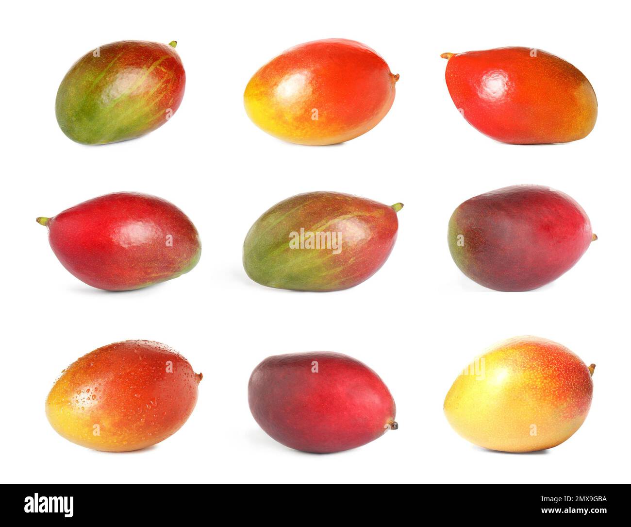 Set of delicious mangoes on white background Stock Photo - Alamy