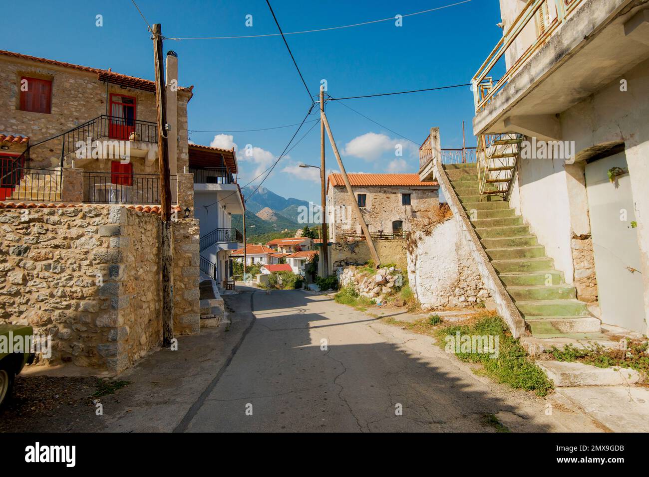 View on a small village Messini in the inlands of Peloponnese, South ...