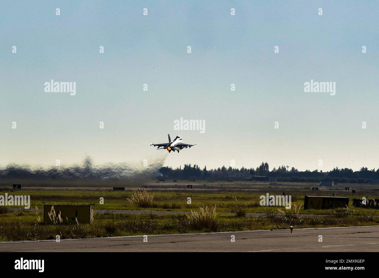 An F-16 Fighting Falcon, assigned to the 555th Fighter Squadron, takes ...