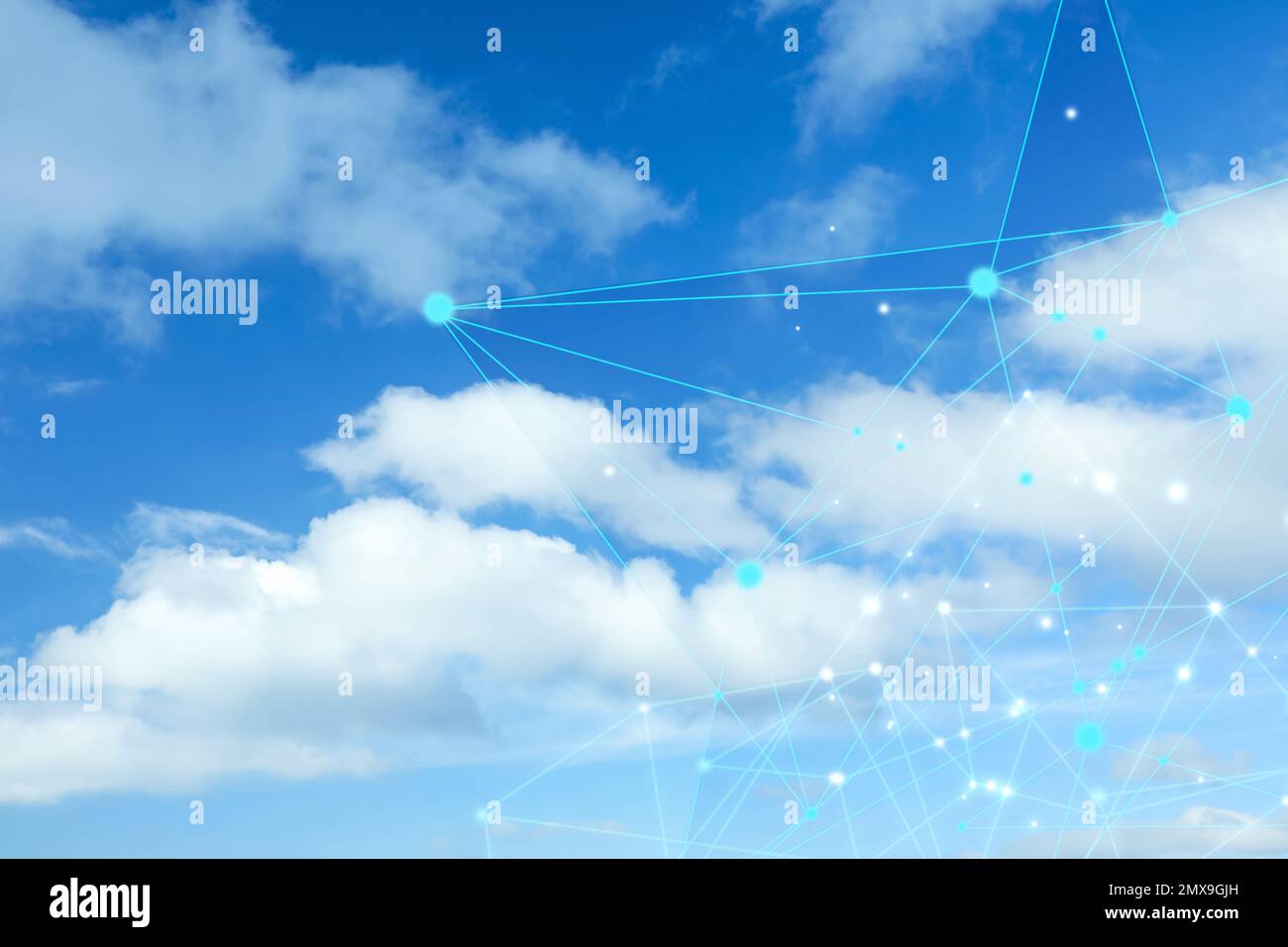 Blue sky and network connection lines. Cloud technology Stock Photo - Alamy