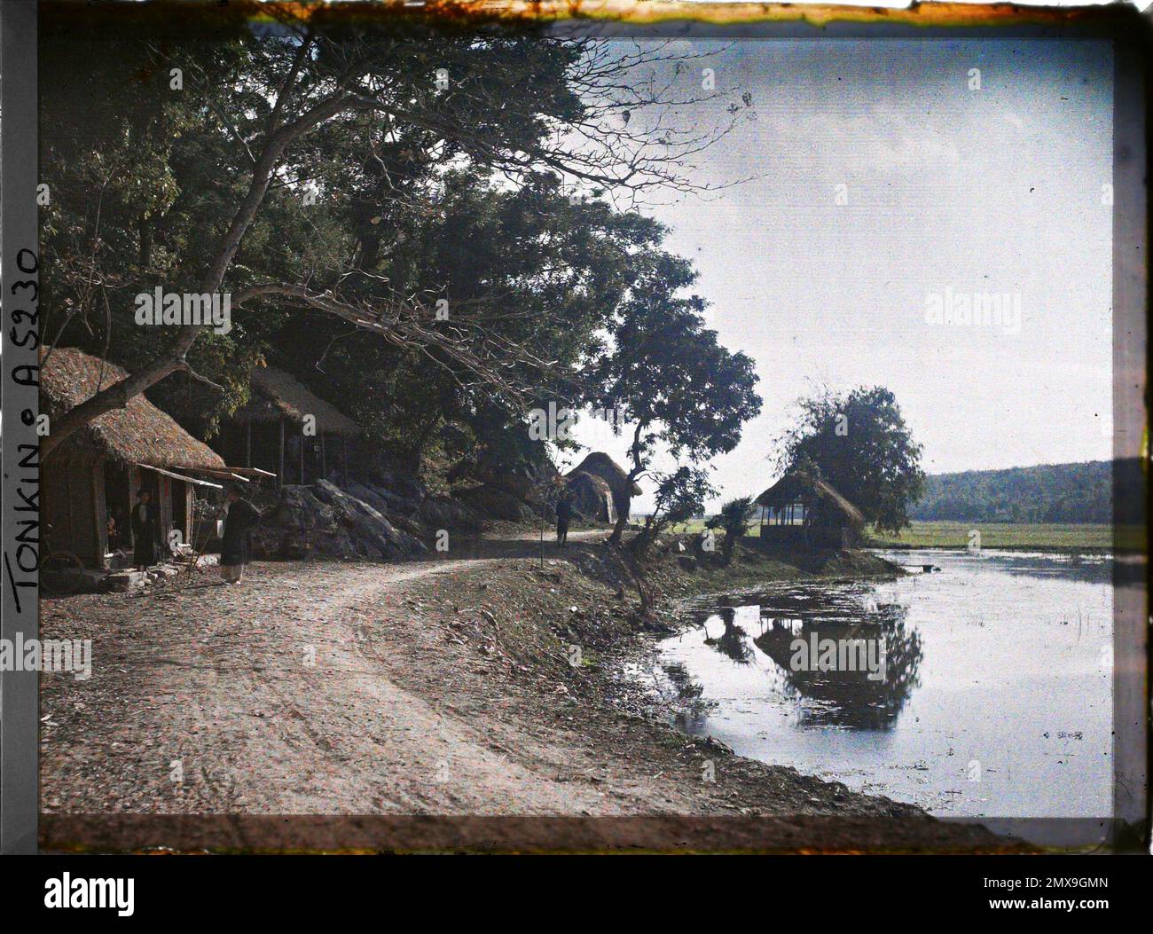 Surroundings of the village of Tien-Lu, Tonkin, Indochine a path and ...