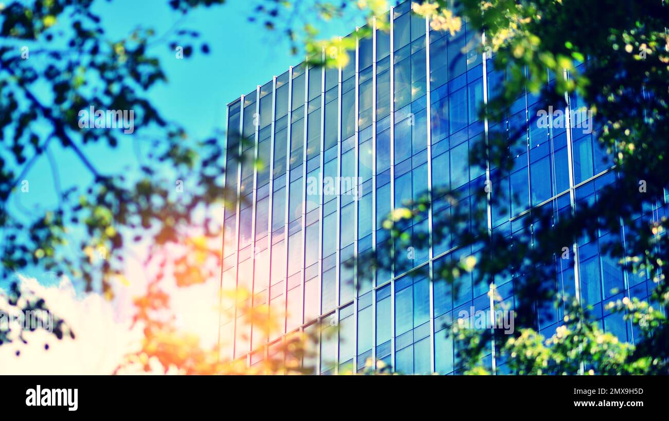 Fragments of building in business district of modern city. High-rise ...