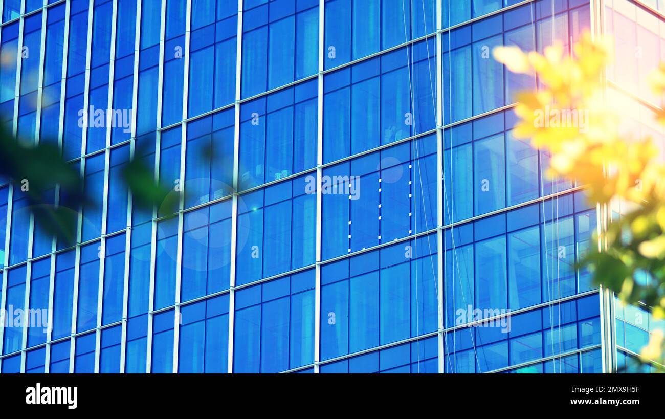 Fragments of building in business district of modern city. High-rise ...