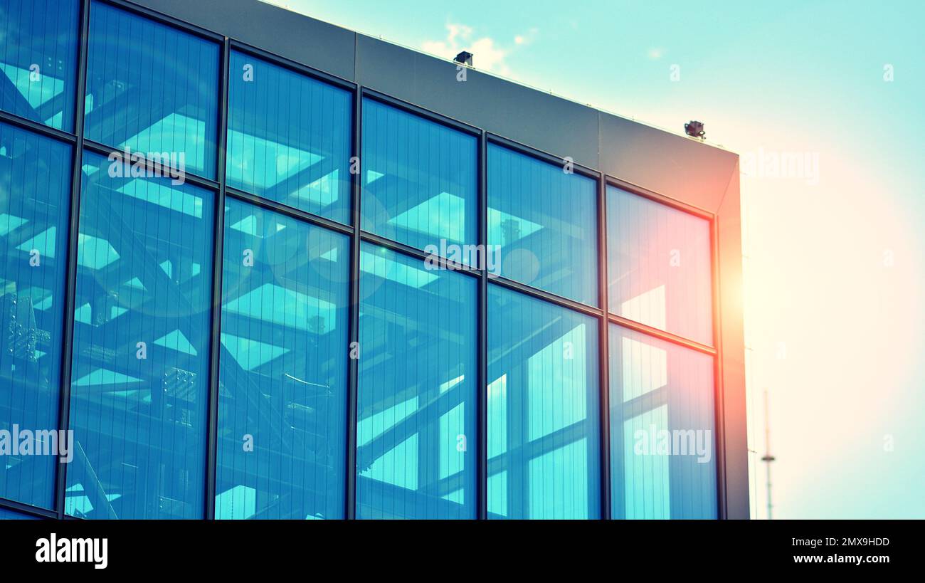 Fragments of building in business district of modern city. High-rise ...