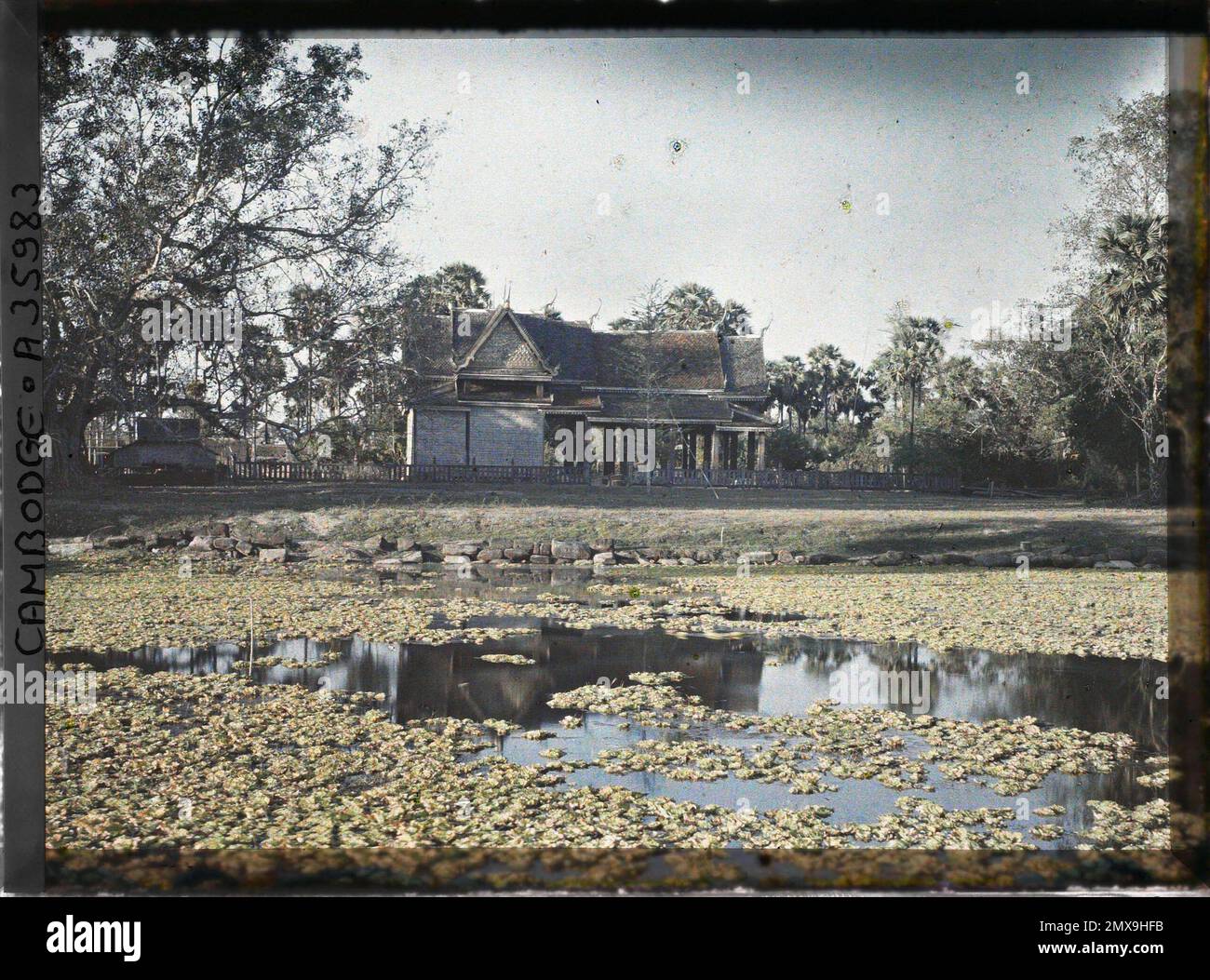 Angkor, Cambodia, Indochina A bonzerie building, seen from the basin ...