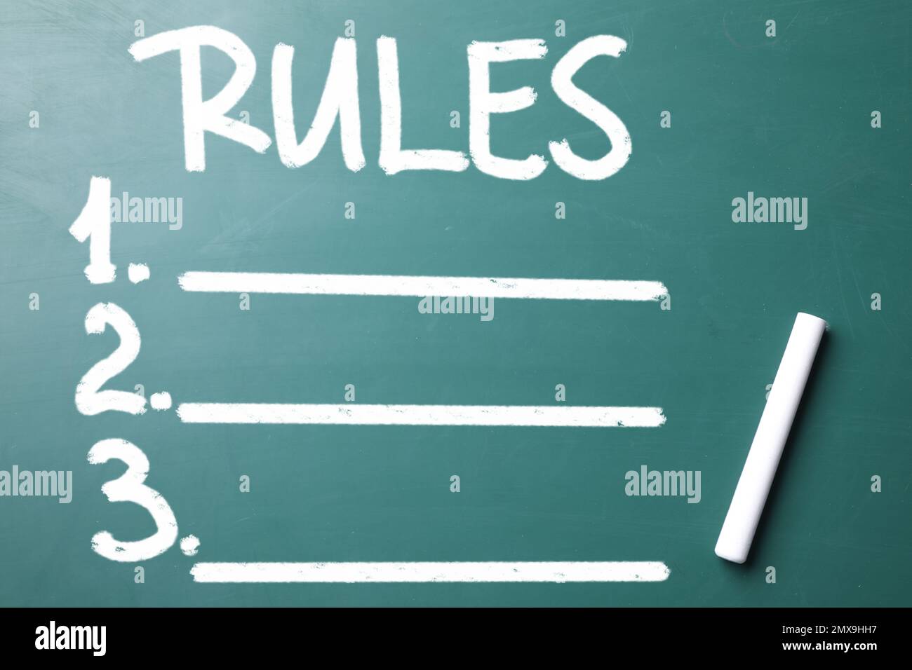 Chalkboard with list of rules as background Stock Photo - Alamy