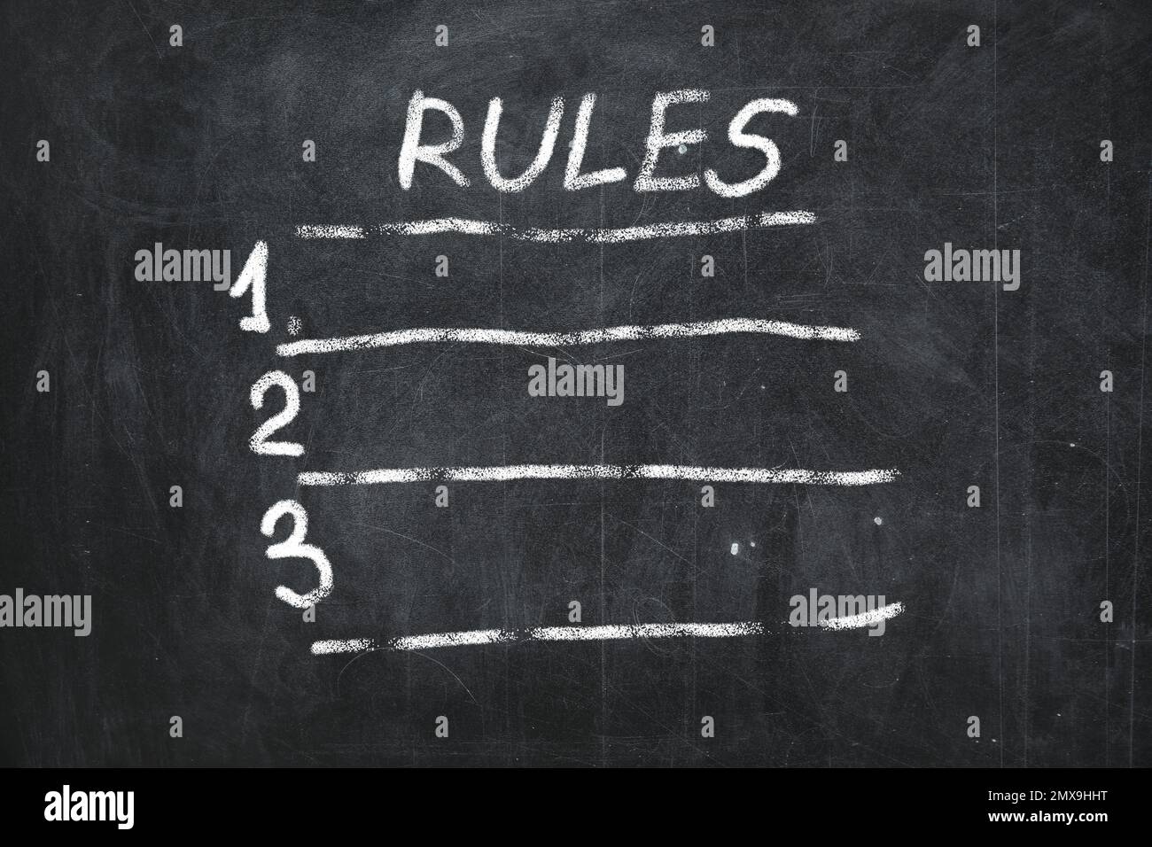 Chalkboard with list of rules as background Stock Photo - Alamy