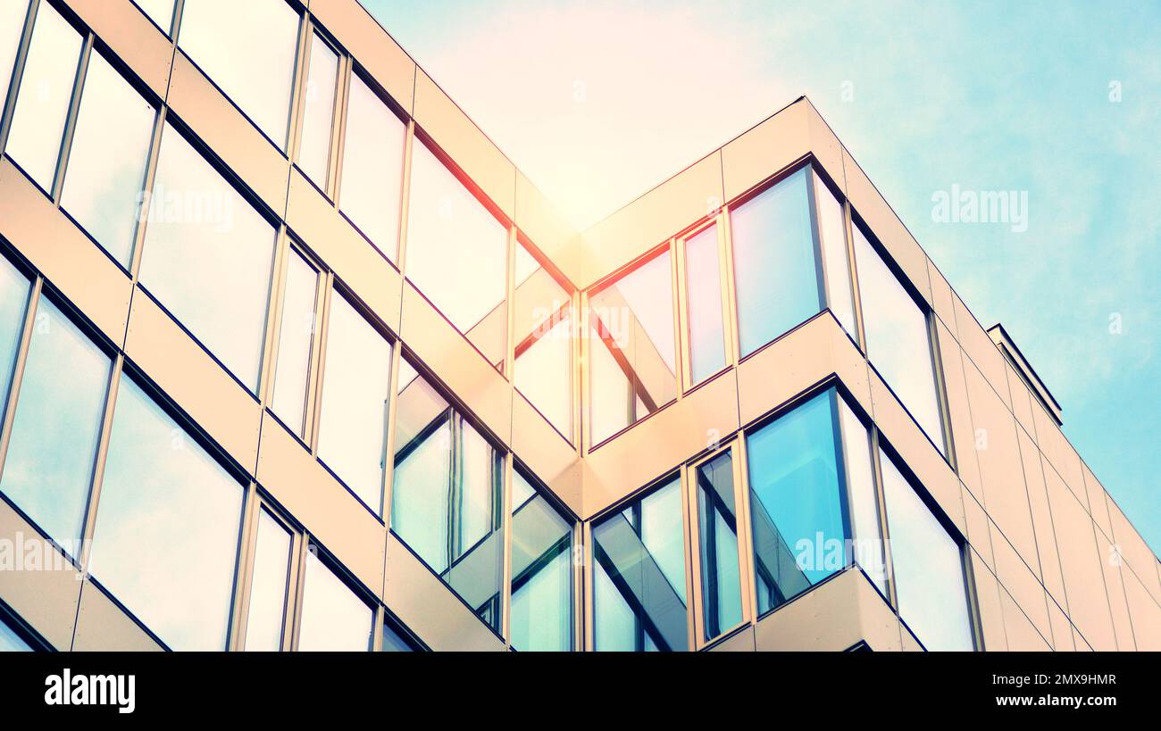 Fragments of building in business district of modern city. High-rise ...