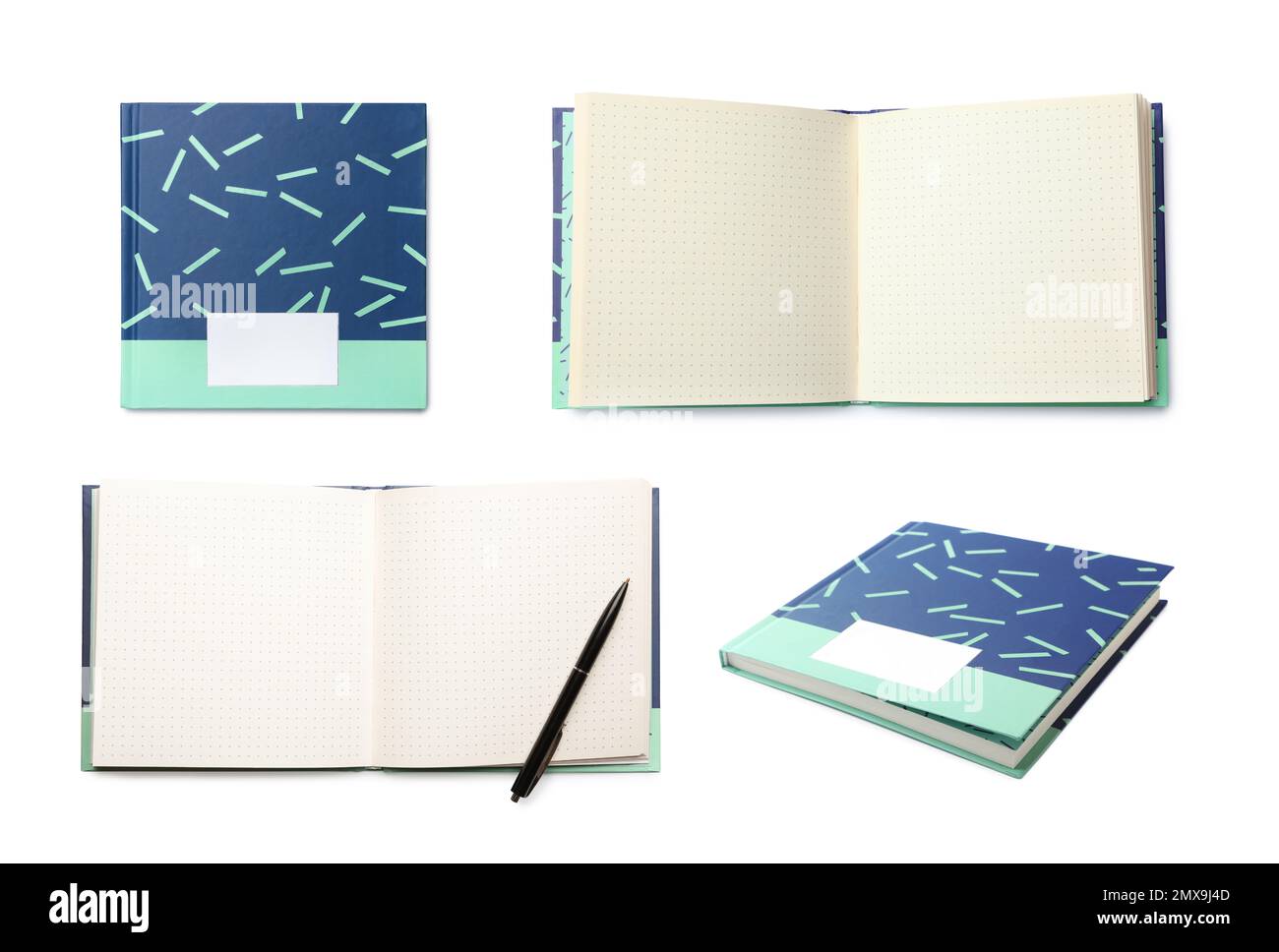 Collage of notebooks isolated on white background Stock Photo - Alamy