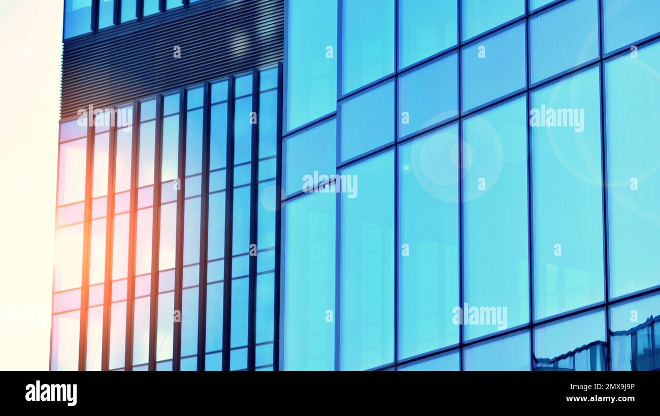 Fragments of building in business district of modern city. High-rise ...