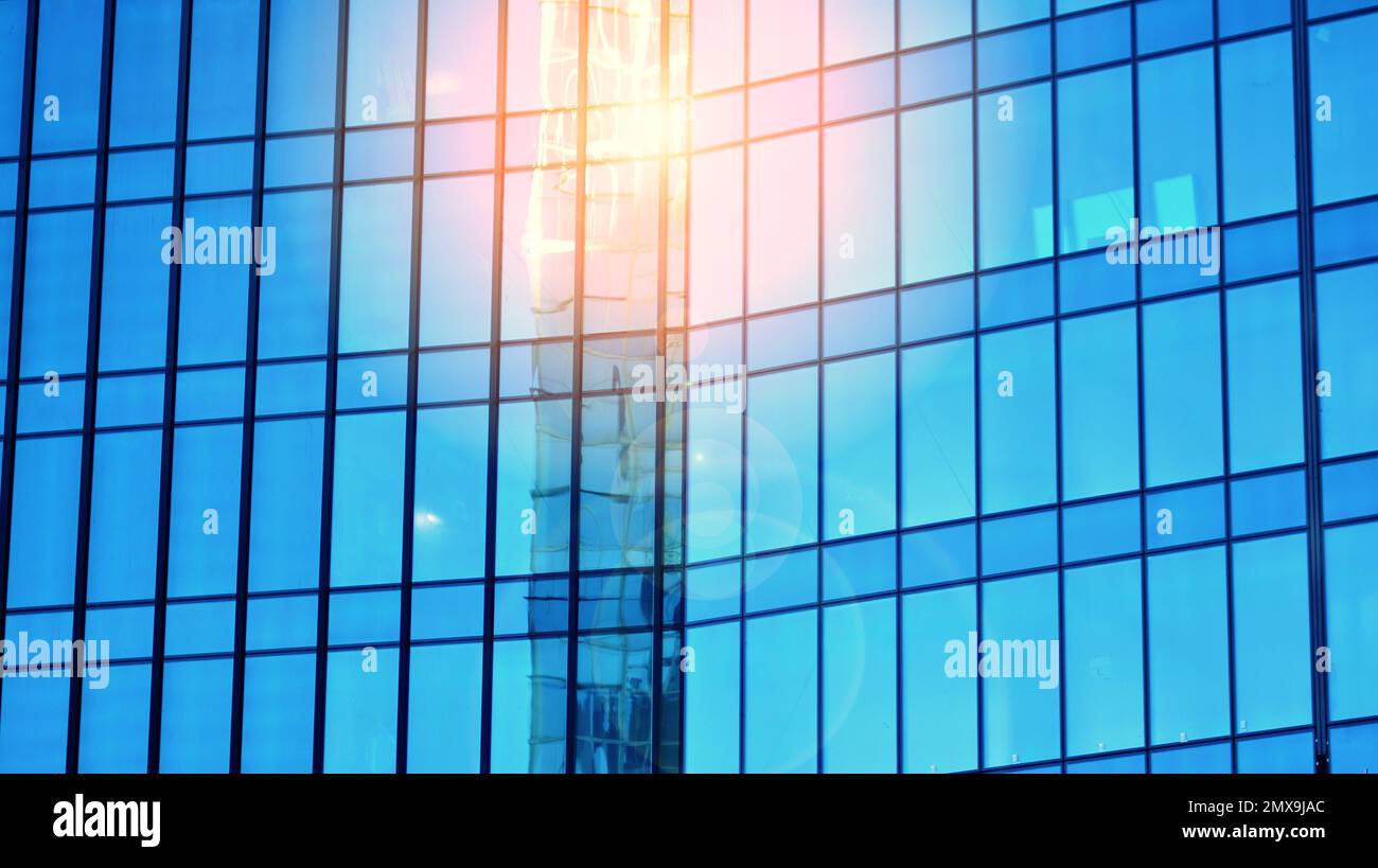 Fragments of building in business district of modern city. High-rise ...