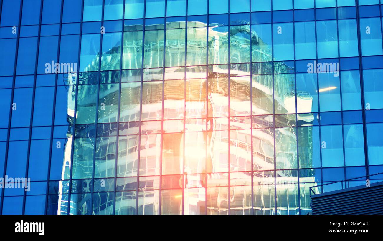 Fragments of building in business district of modern city. High-rise ...