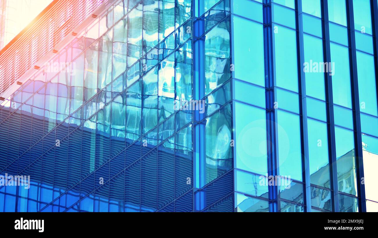 Fragments of building in business district of modern city. High-rise ...