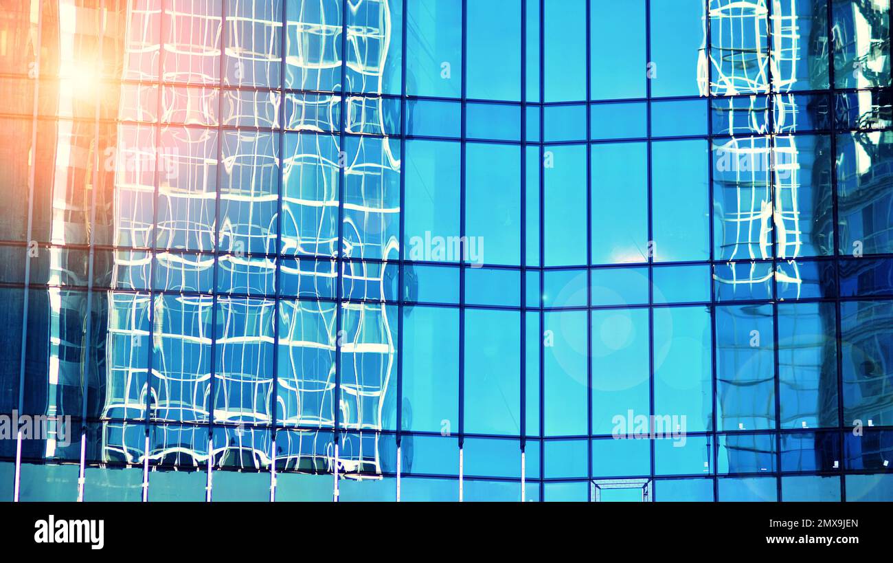 Fragments of building in business district of modern city. High-rise ...