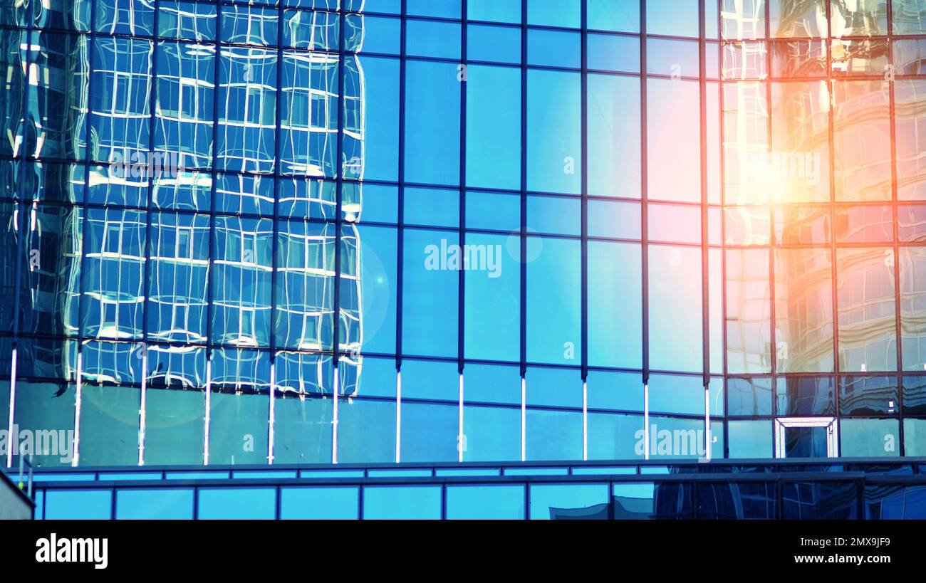 Fragments of building in business district of modern city. High-rise ...