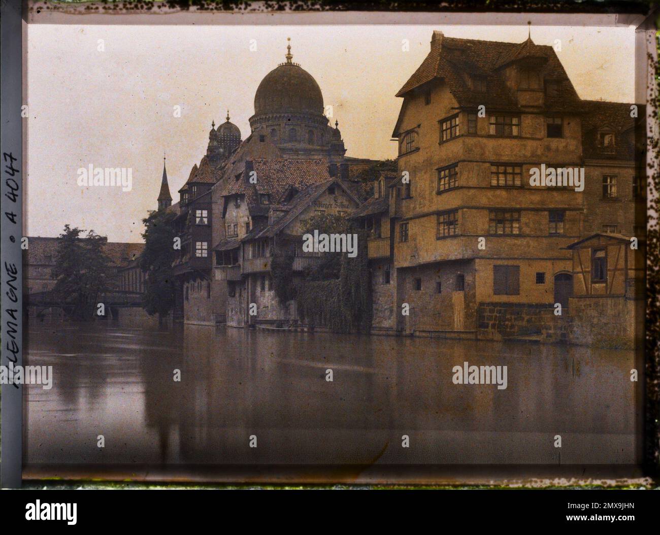 Nuremberg, Bavaria, Germany old houses on the edge of the Pegnitz, with ...