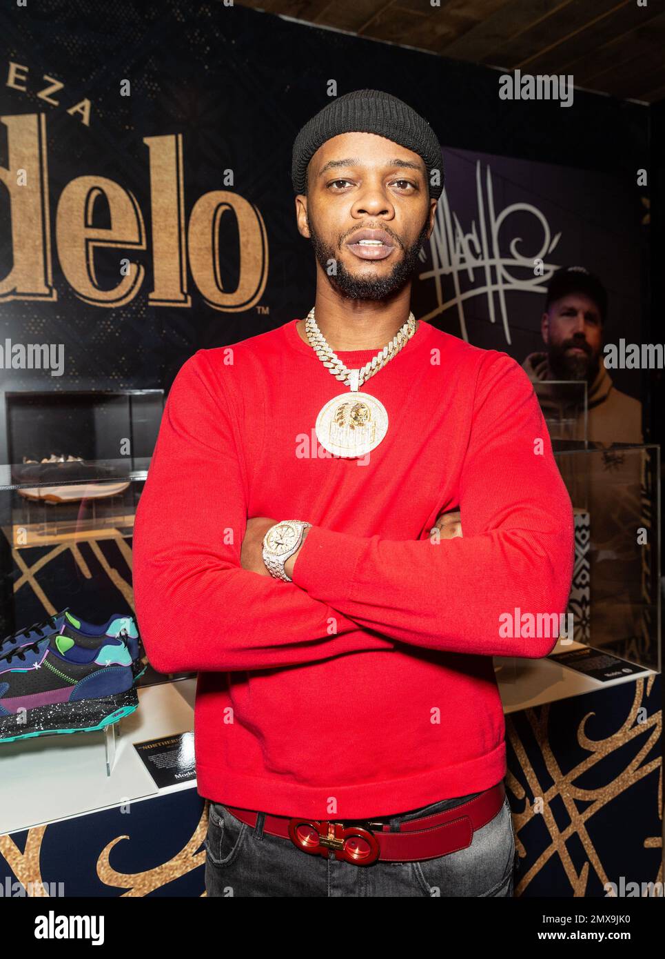Rapper Papoose attends Modelo and Brooklyn Nets pop-up gallery curated ...