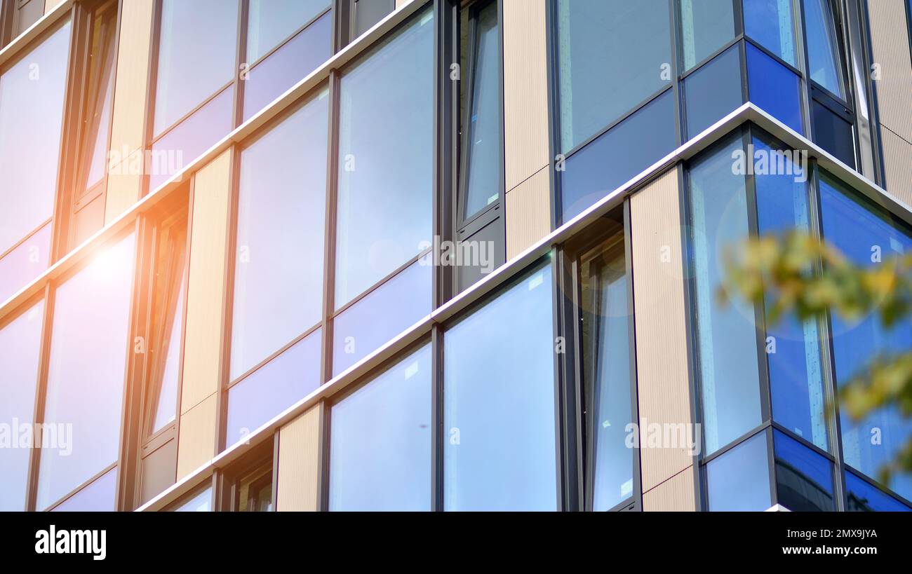 Fragments of building in business district of modern city. High-rise ...