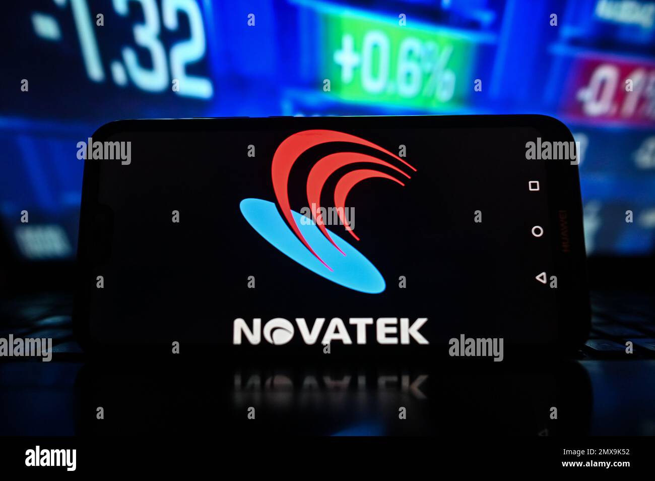 In this photo illustration a Novatek logo is displayed on a smartphone ...