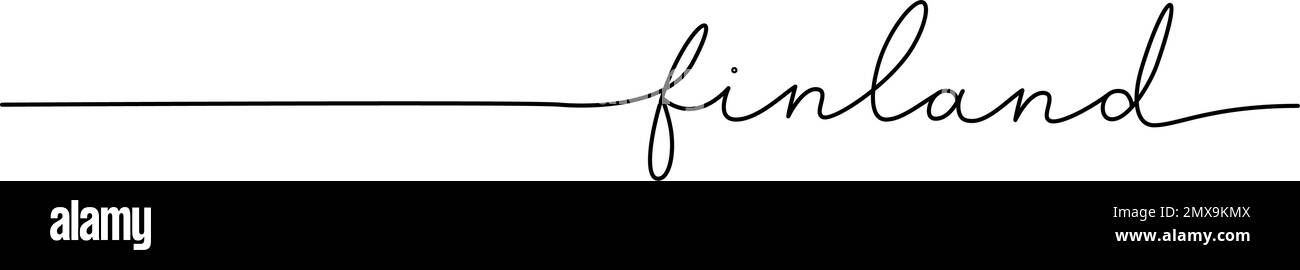 Finland word - continuous one line with word. Minimalistic drawing of ...