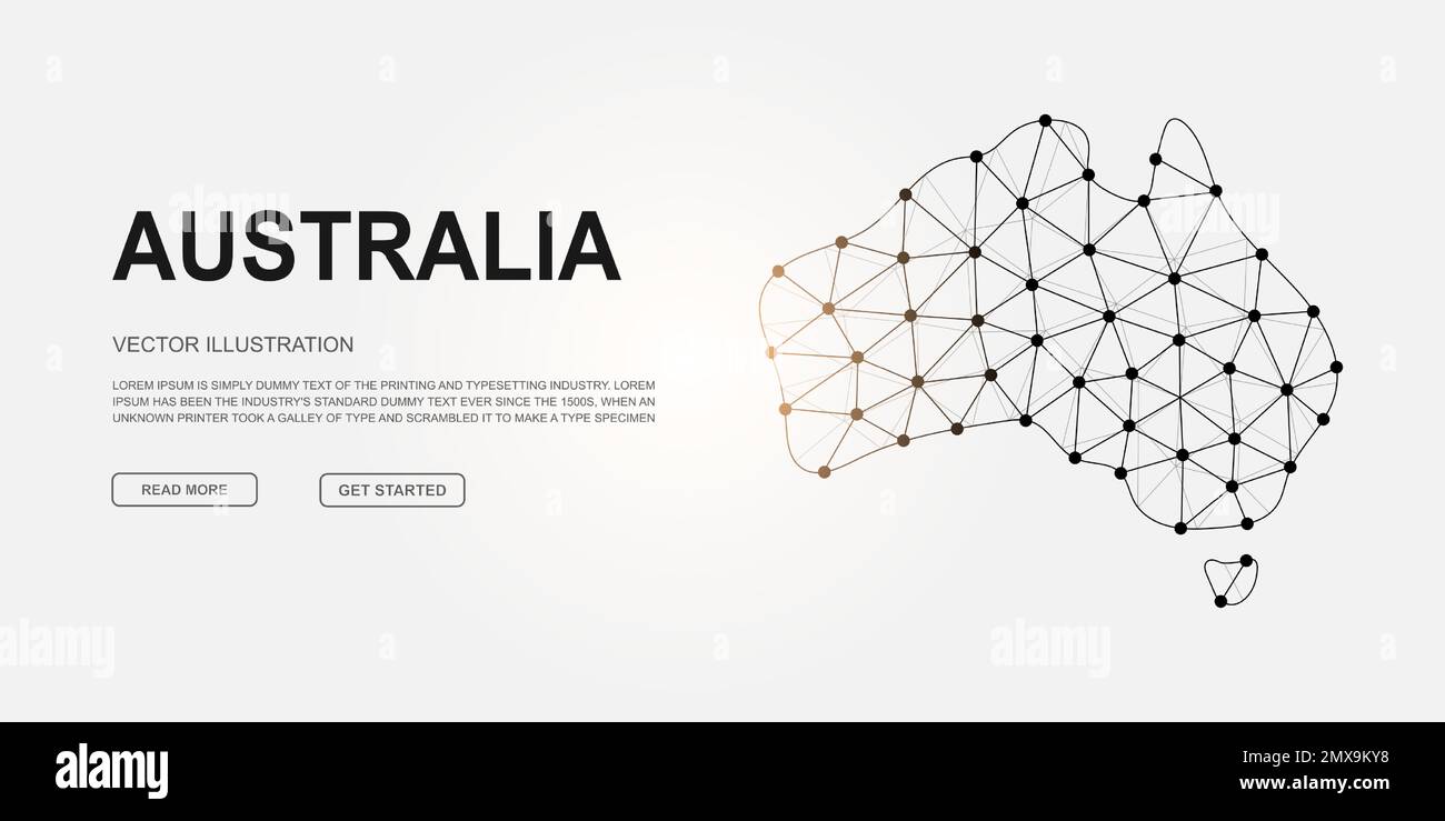 Australia low poly symbol with connected dots for landing page ...