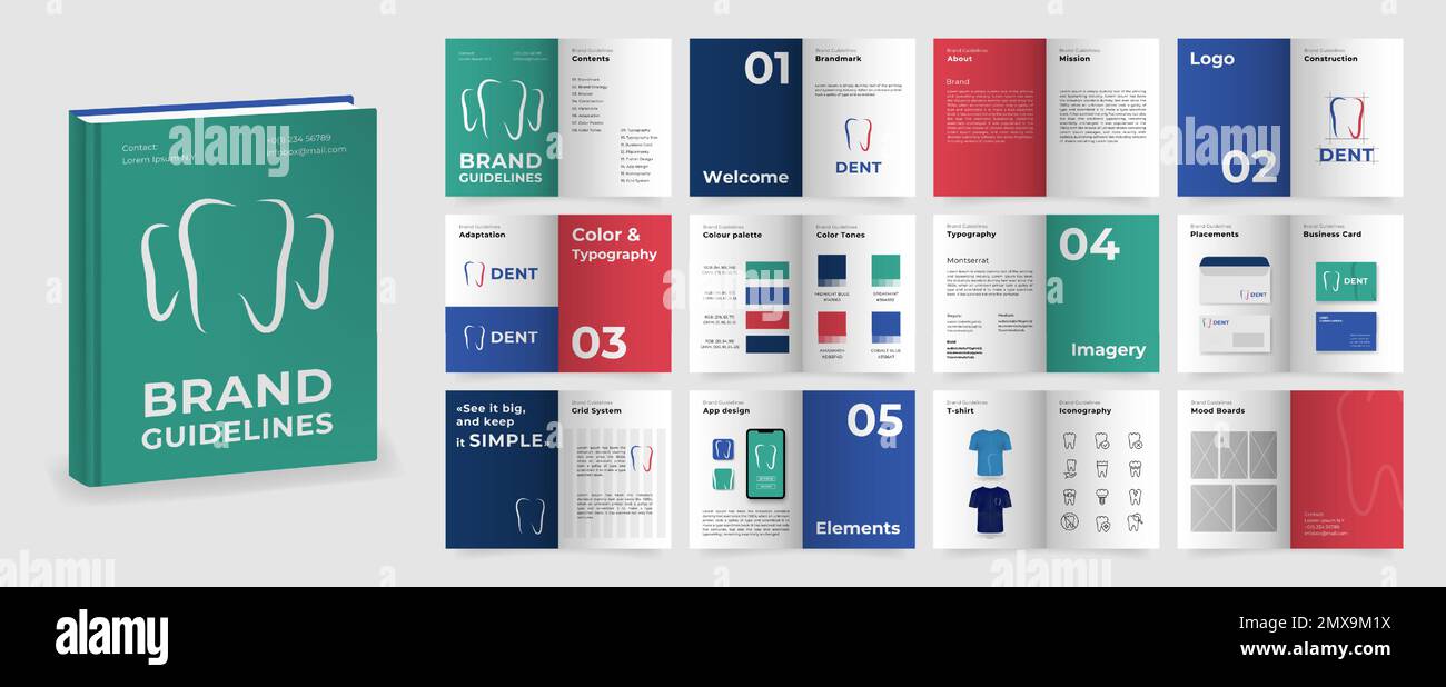 Turquoise and Blue Brand Guidelines template. Brand Manual presentation ...