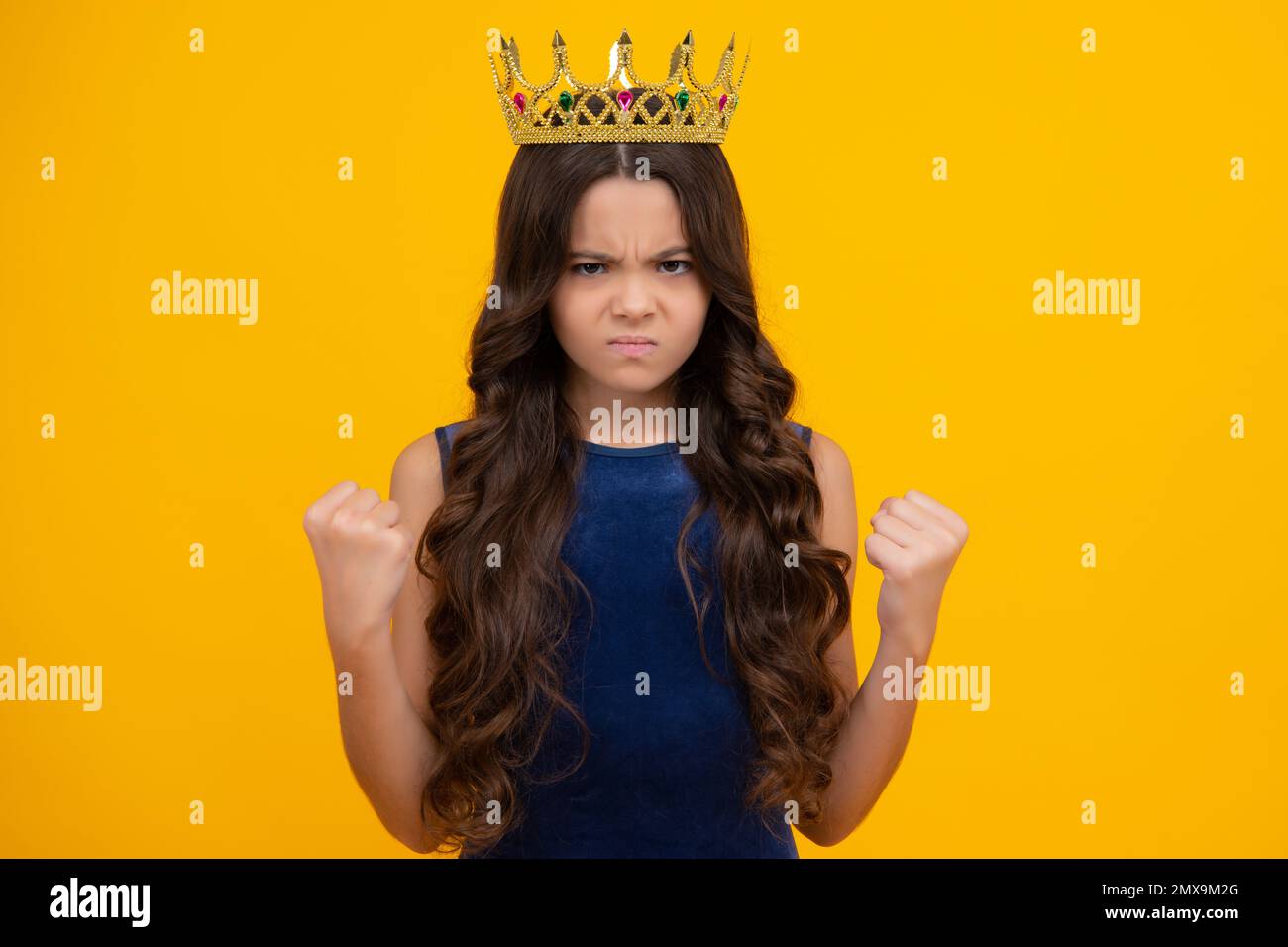 Angry teenager girl, upset and unhappy negative emotion. Teenager ...