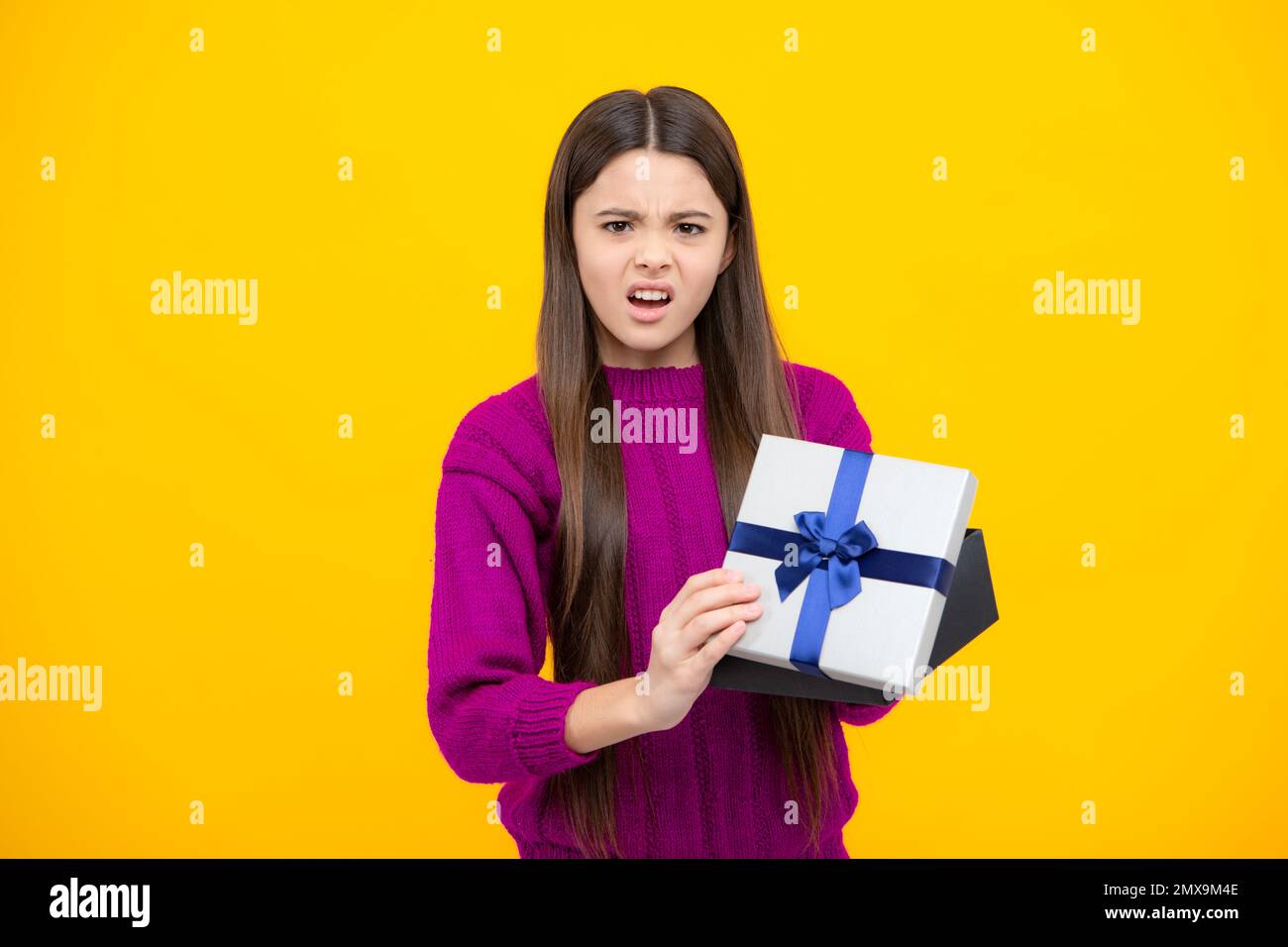 Angry teenager girl, upset and unhappy negative emotion. Teenager child ...