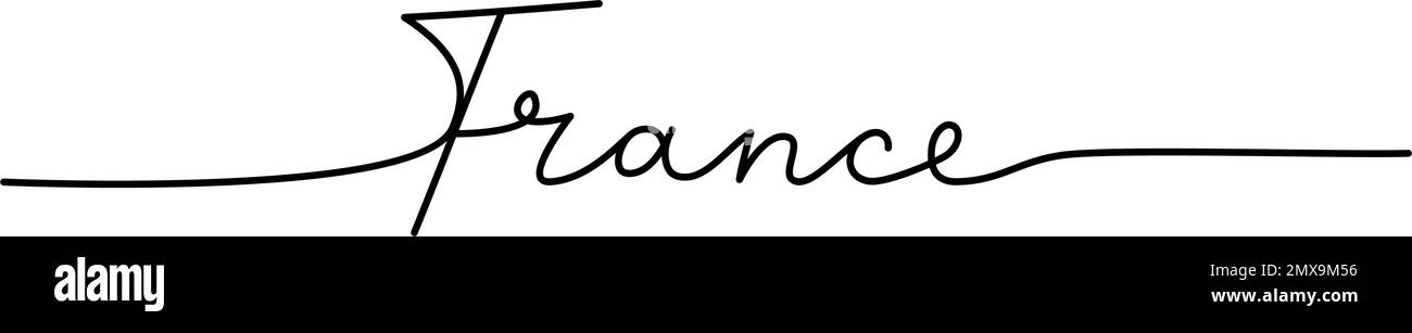 France - word with continuous one line. Minimalist drawing of phrase ...