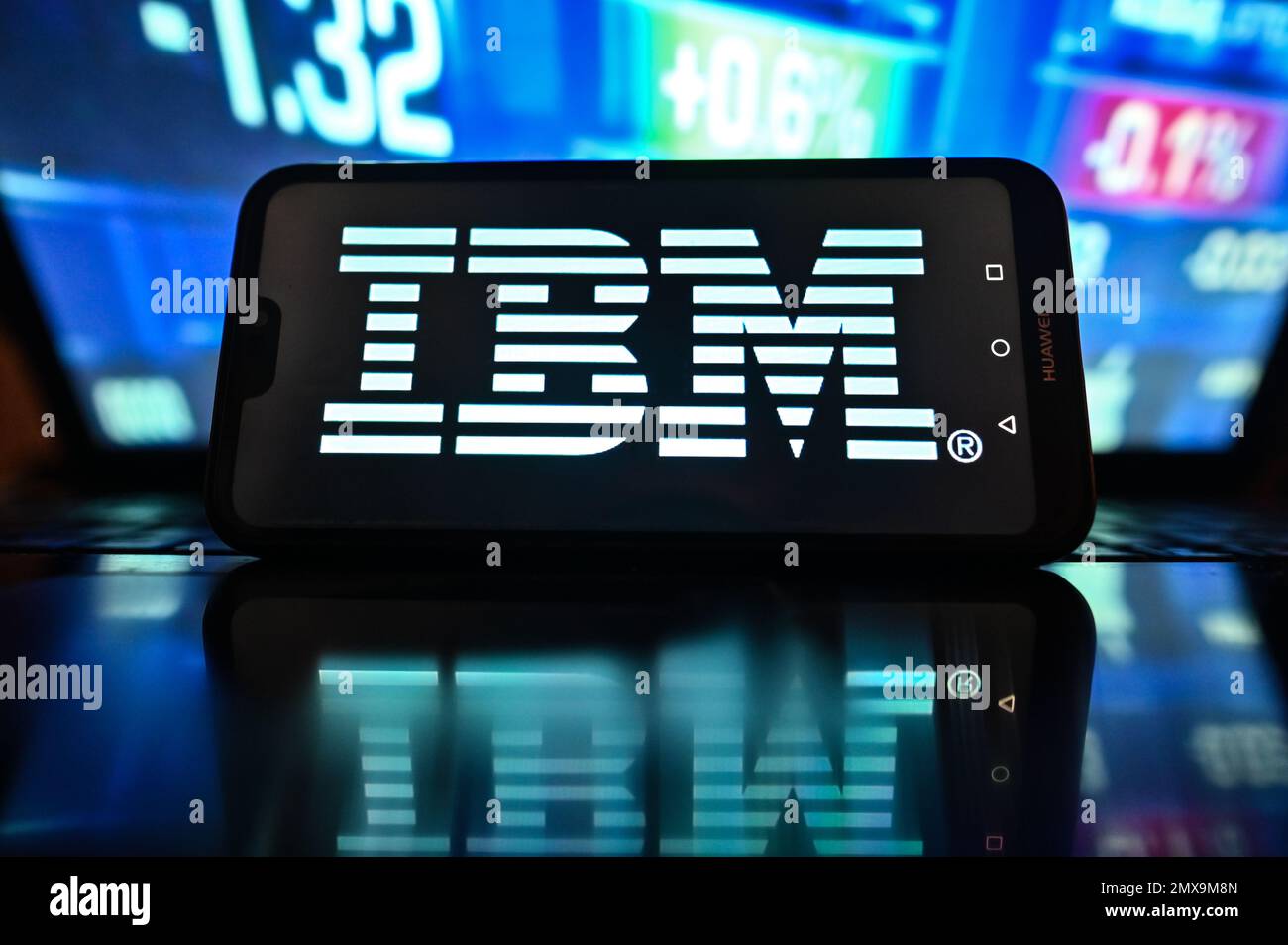 Poland. 02nd Feb, 2023. In this photo illustration an IBM logo is ...