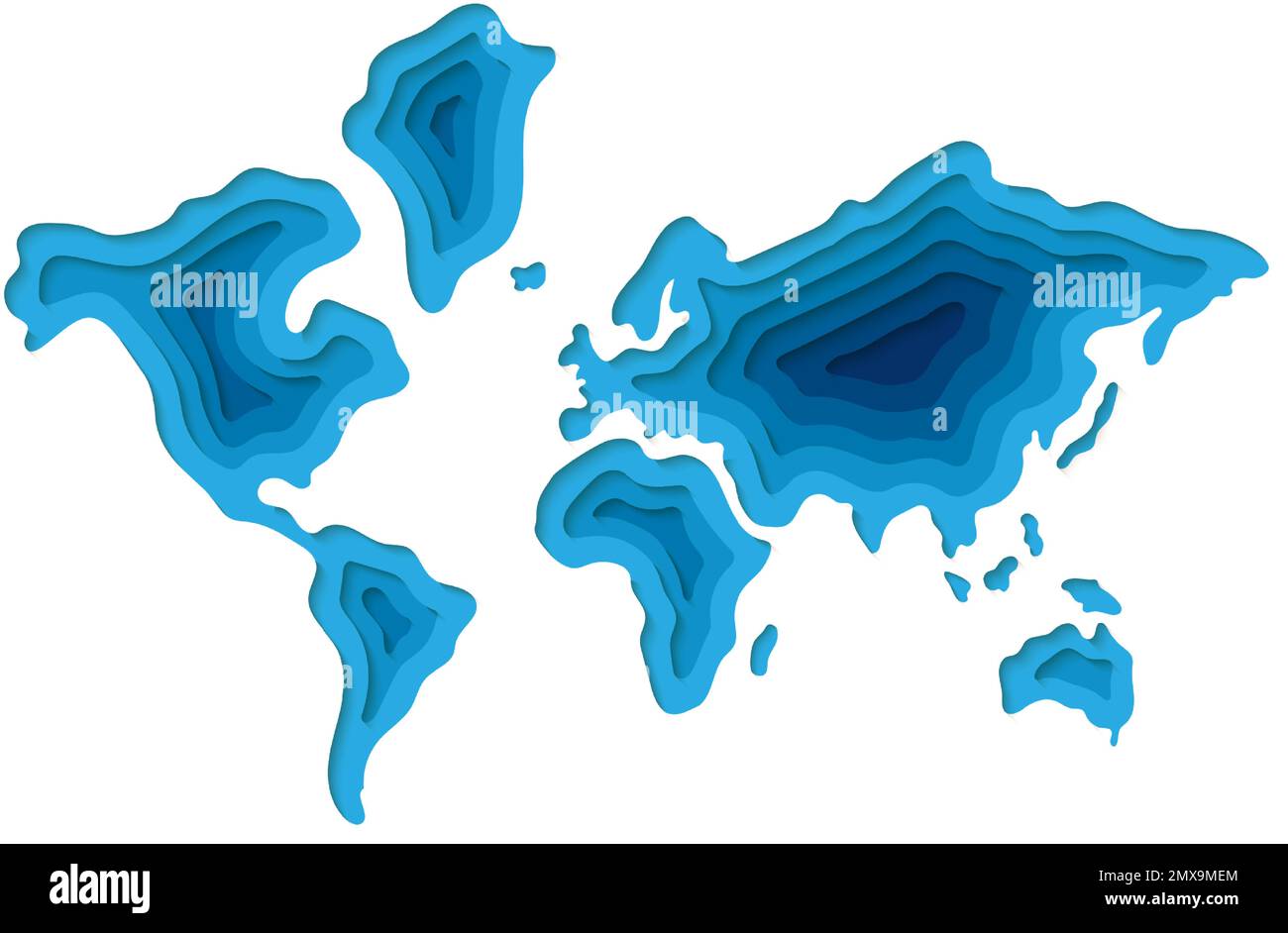 World 3d symbol in paper cut style. Earth silhouette illustration ...