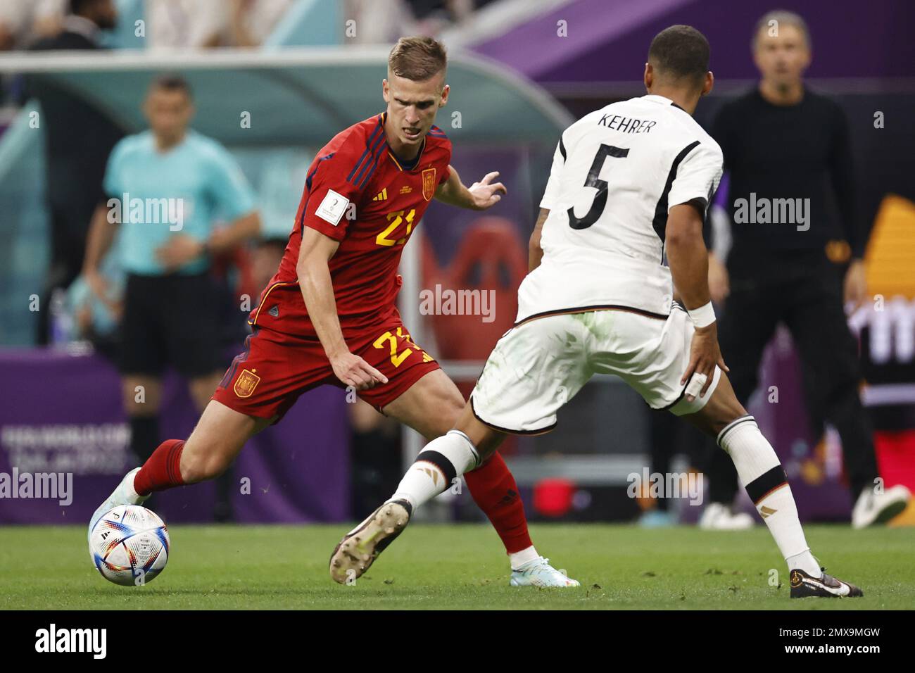 AL KHOR - (LR) Daniel Olmo of Spain, Thilo Kehrer of Germany during the ...