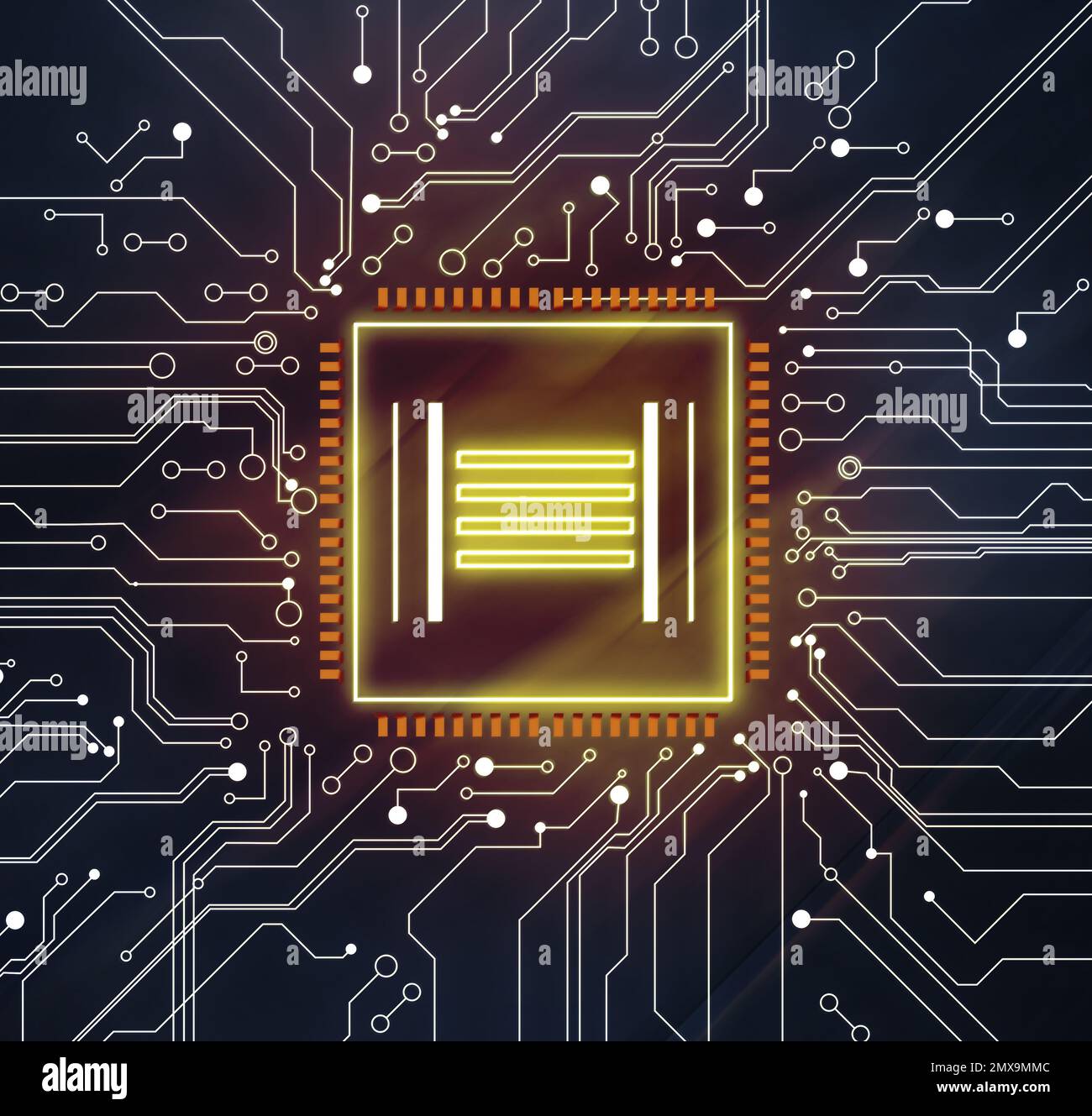 Electronics and technology. Circuit board with chip pattern ...