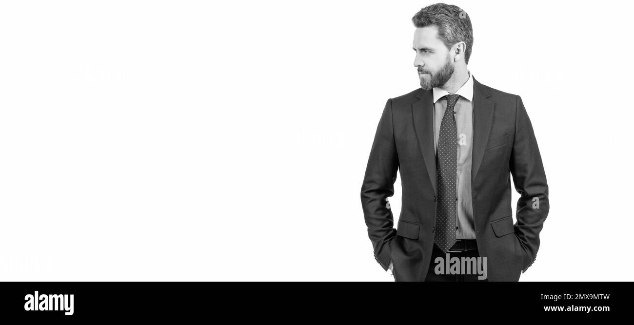 Serious businessman professional man wear business suit isolated on ...