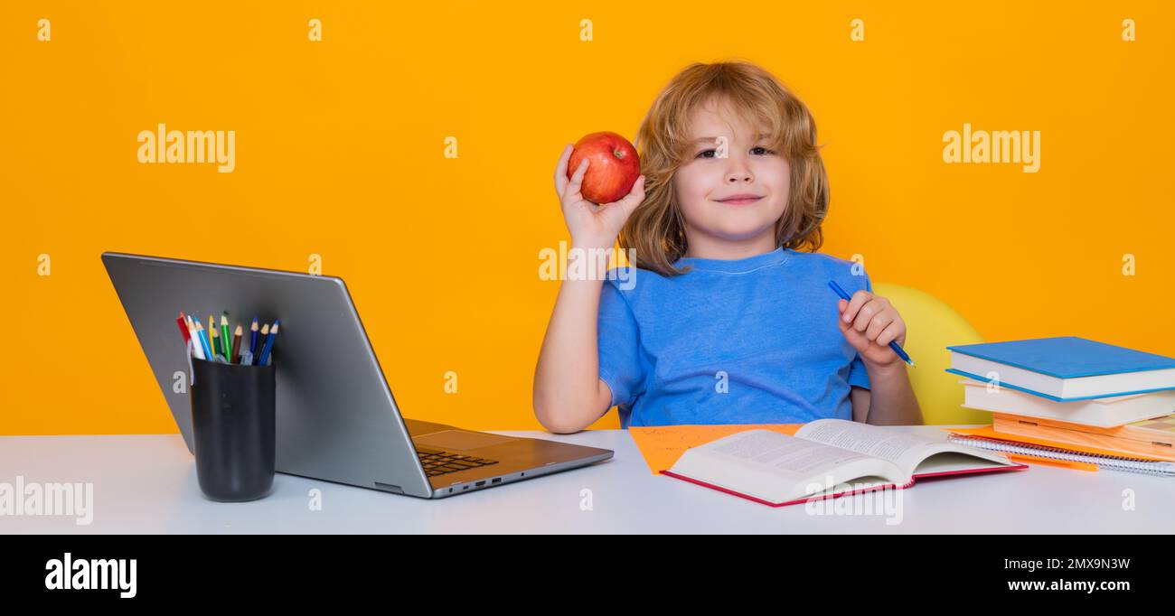 School child studying in classroom at elementary school. Kid studying ...