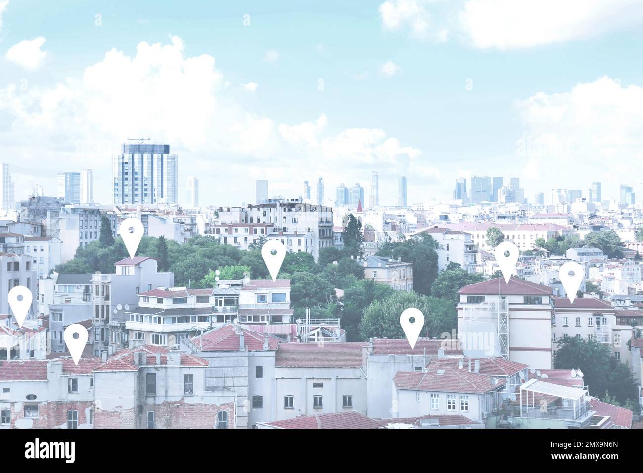 Digital map with pins hi-res stock photography and images - Alamy
