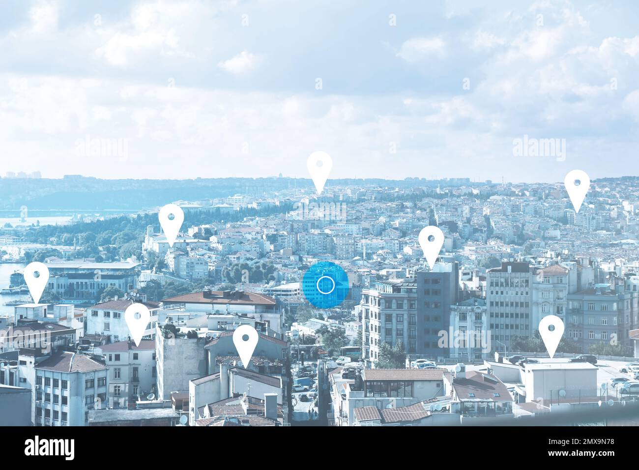 Digital map with pins hi-res stock photography and images - Alamy