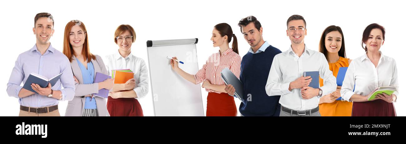 Group of teachers on white background. Banner design Stock Photo - Alamy