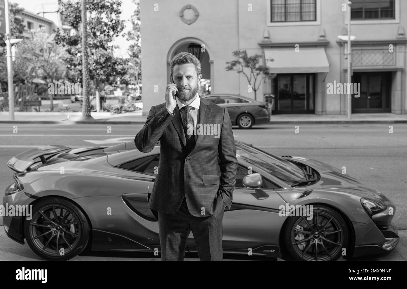 Successful business guy talking Black and White Stock Photos & Images ...