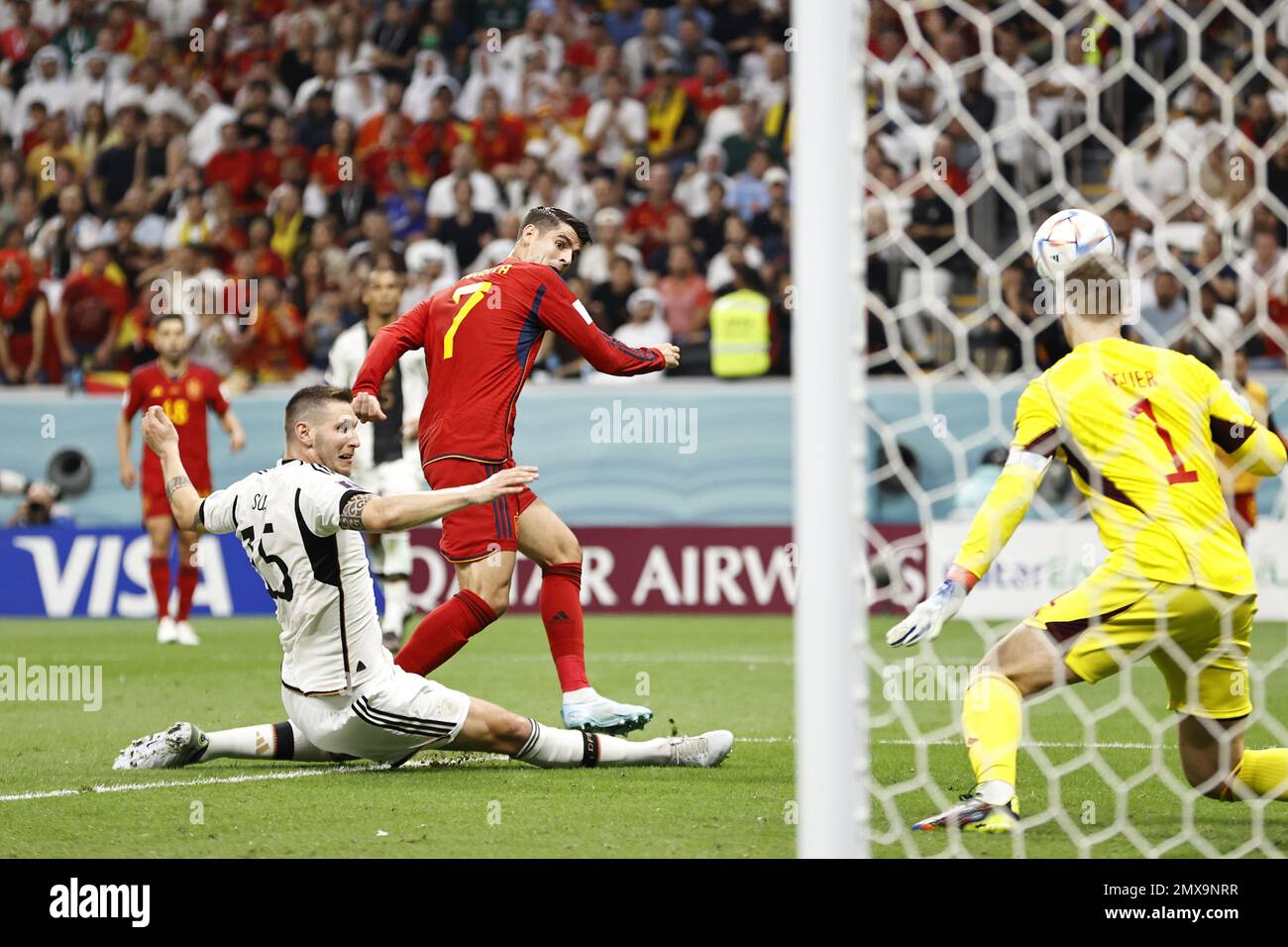 AL KHOR - (LR) Niklas Sule of Germany, Alvaro Morata of Spain, Germany ...